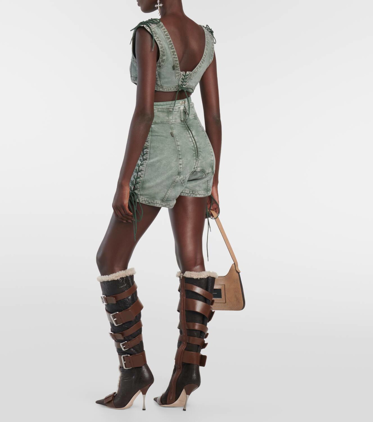 Jean Paul Gaultier x KNWLS cutout denim corset top Jean Paul Gaultier