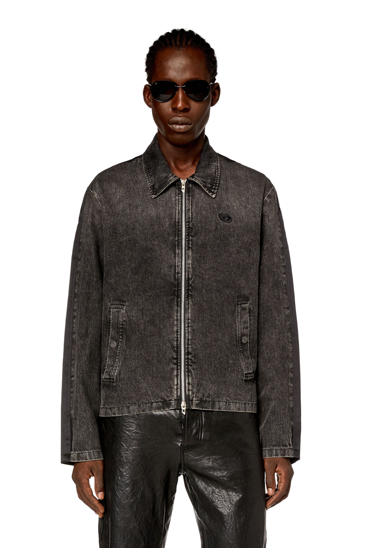 Diesel Hybrid jacket in denim and twill - Jackets Mens in Black Diesel