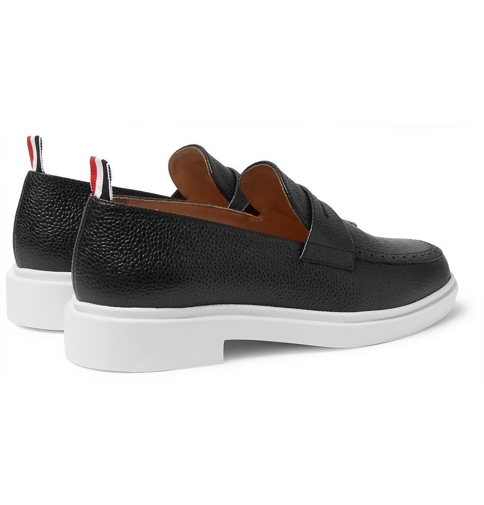 Thom Browne - Pebble-Grain Leather Penny Loafers - Men - Black Thom Browne