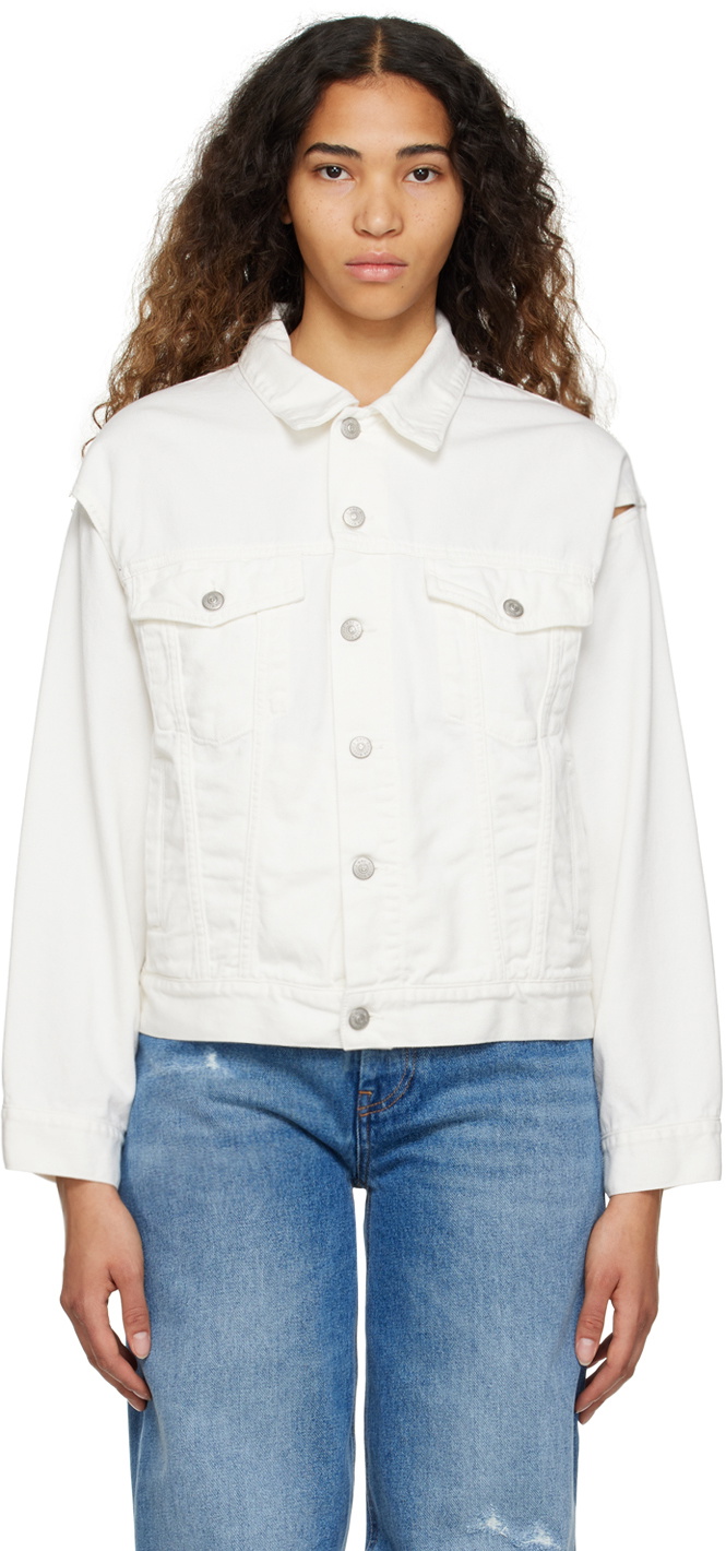 MM6 Maison Margiela White Cutout Denim Jacket MM6 Maison Margiela