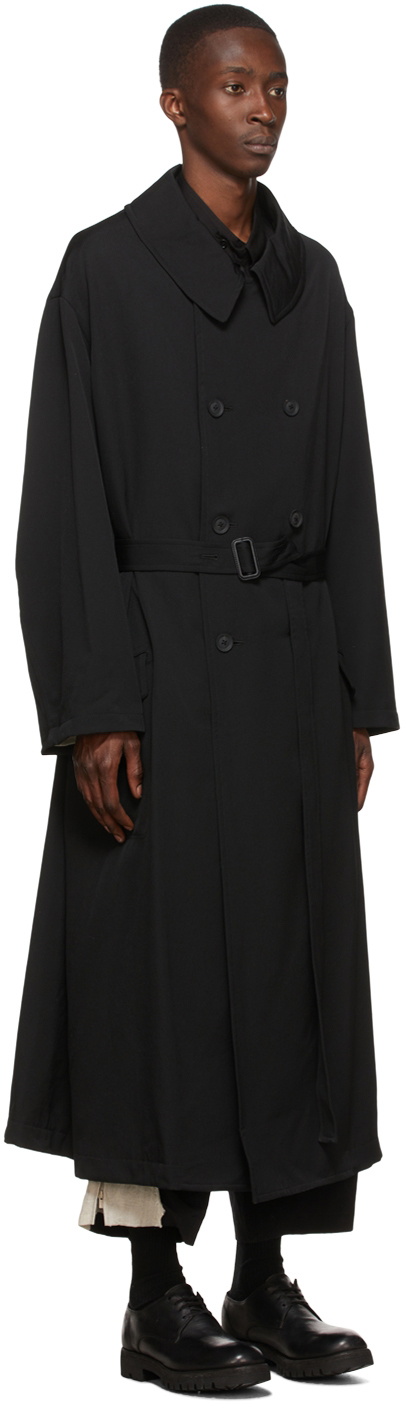 Yohji Yamamoto Black Wool Trench Coat Yohji Yamamoto