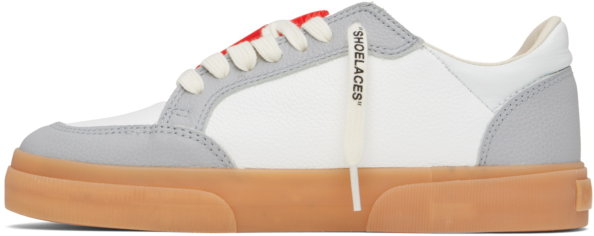Off-White White & Gray New Low Vulcanized Leather Sneakers Off-White