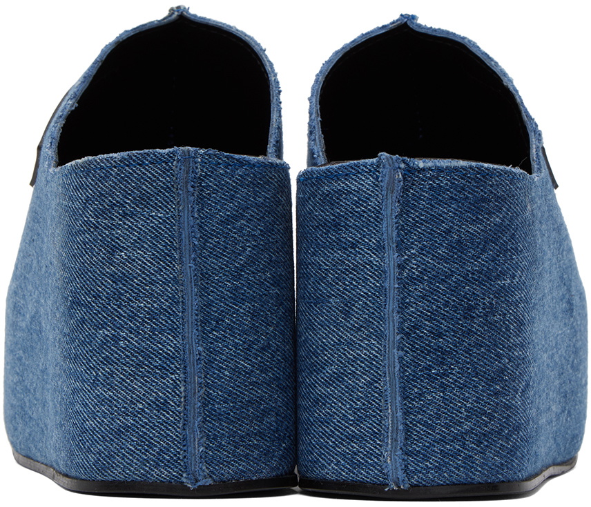 Coperni Blue Denim Branded Wedge Clogs Coperni