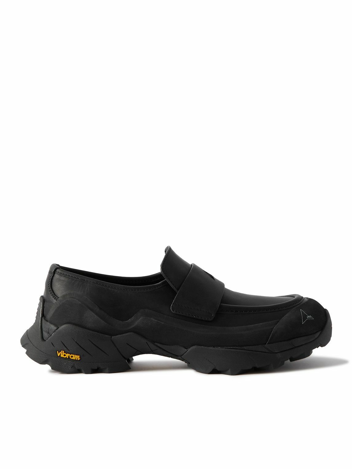 ROA - Rubber-Trimmed Leather Loafers - Black ROA