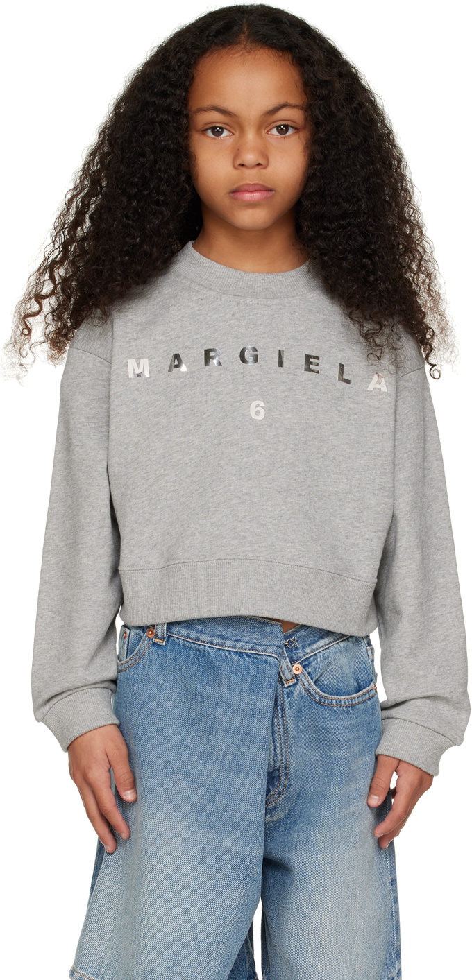 MM6 Maison Margiela Kids Gray Bonded Sweatshirt MM6 Maison Margiela