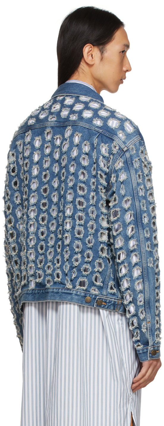 Maison Margiela Blue Perforated Denim Jacket Maison Margiela