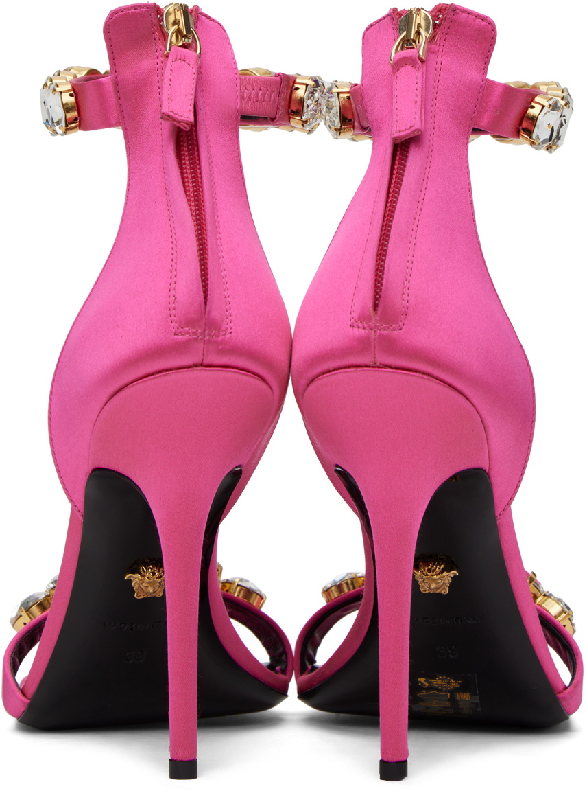 Versace Pink Crystal Heeled Sandals Versace