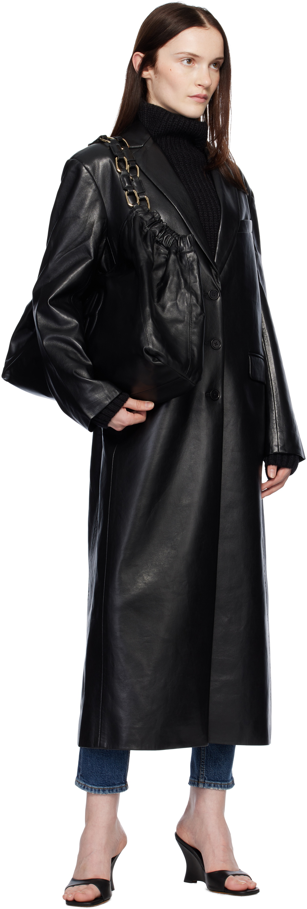 ANINE BING Black Quinn Leather Coat ANINE BING