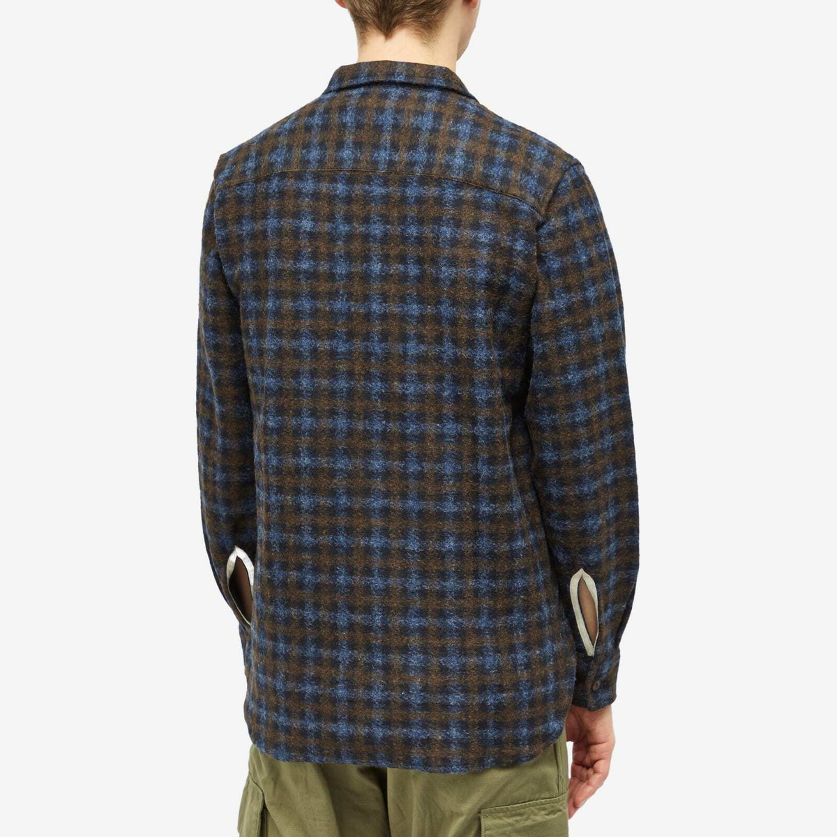 Universal Works Men's Checkered Fleece Work Shirt in Brown/Sky ...