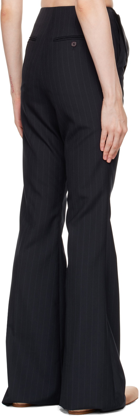 Pushbutton Navy Waist Flipped Trousers Pushbutton