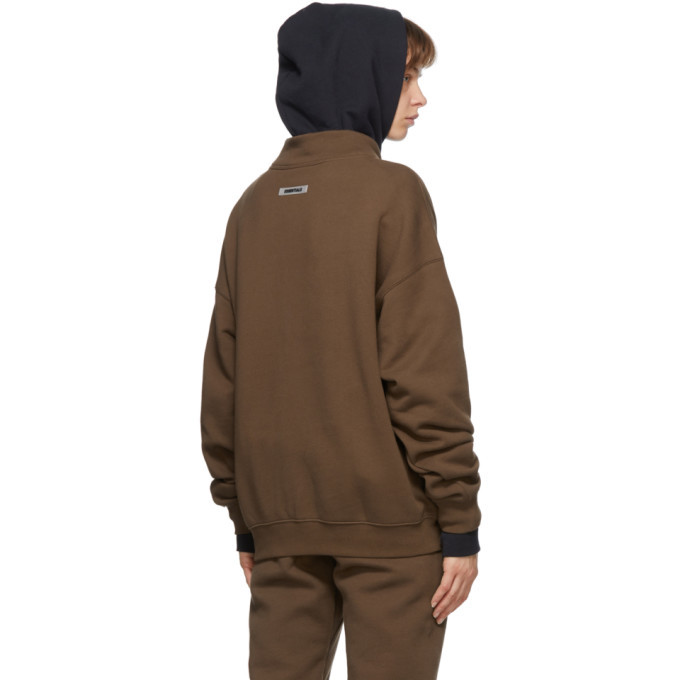 Essentials SSENSE Exclusive Brown Logo Mock Neck Sweatshirt Essentials