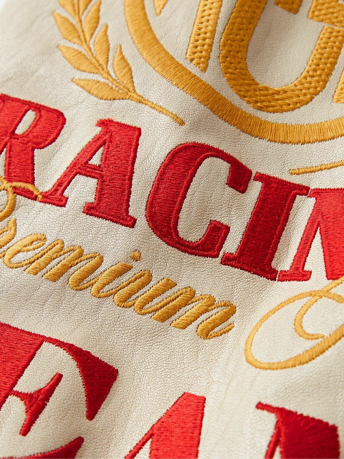 Rhude - Leather-Trimmed Embroidered Wool-Blend Felt Varsity Jacket ...