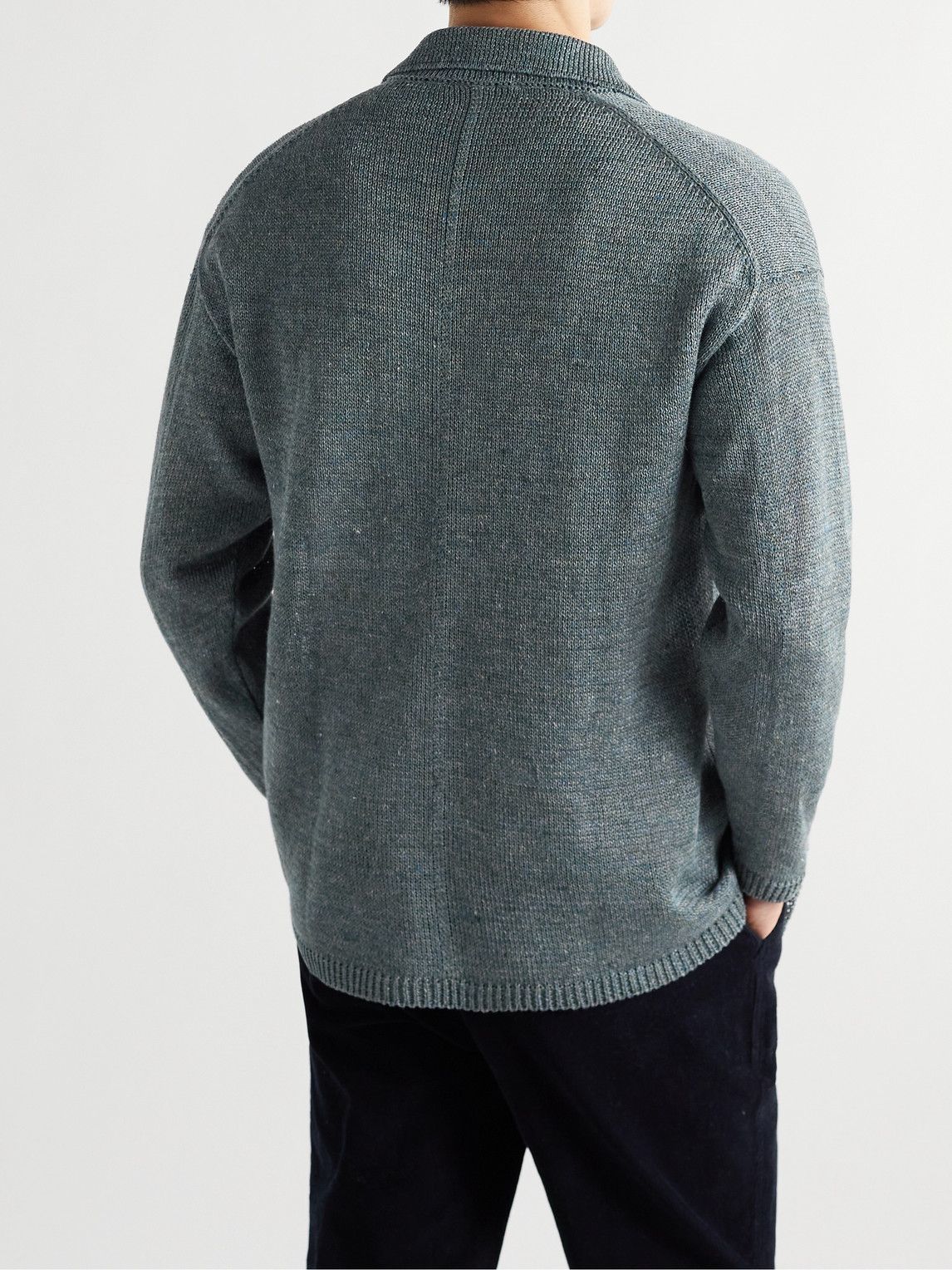 Inis Meáin - Relaxed Linen Cardigan - Blue Inis Meáin