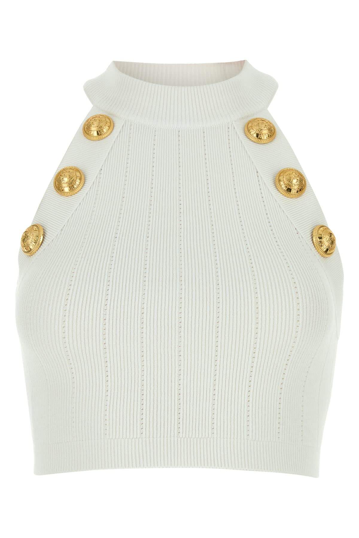 Balmain Halterneck Knit Cropped Top Balmain