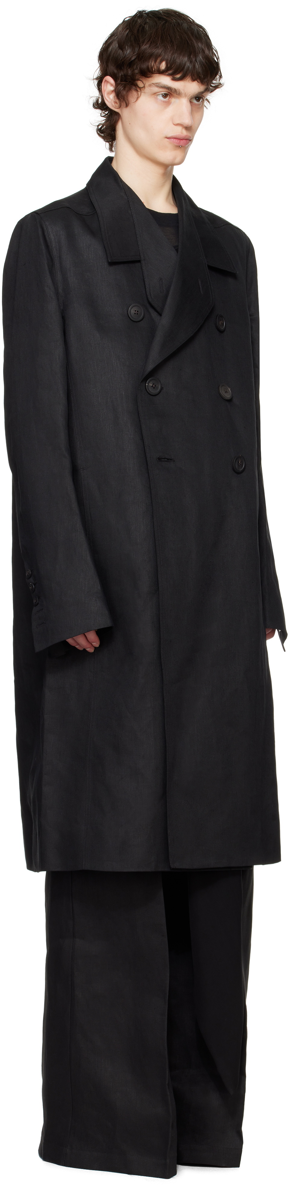 Rick Owens Black Hollywood Officer Coat Rick Owens