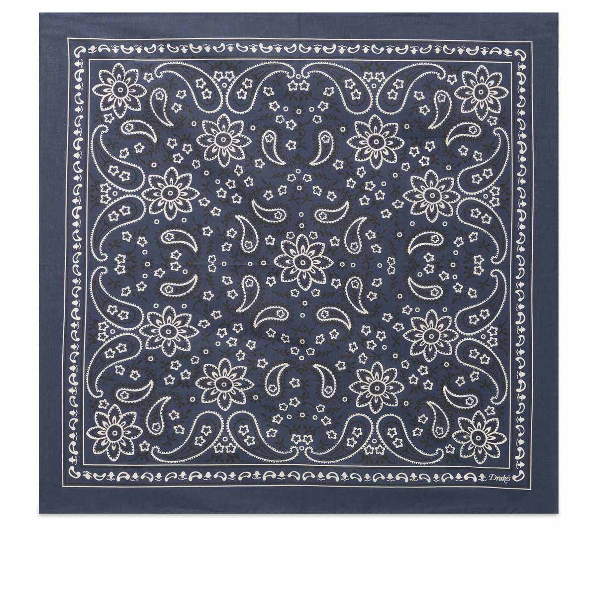 Drake's Men's Classic Paisley Bandana in Navy Drake's