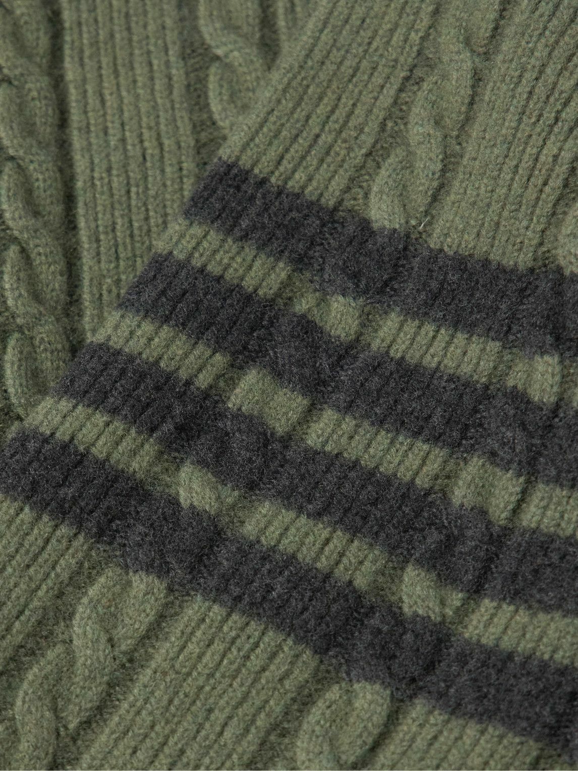 Thom Browne - Striped Cable-Knit Virgin Wool-Blend Bomber Jacket - Green Thom Browne