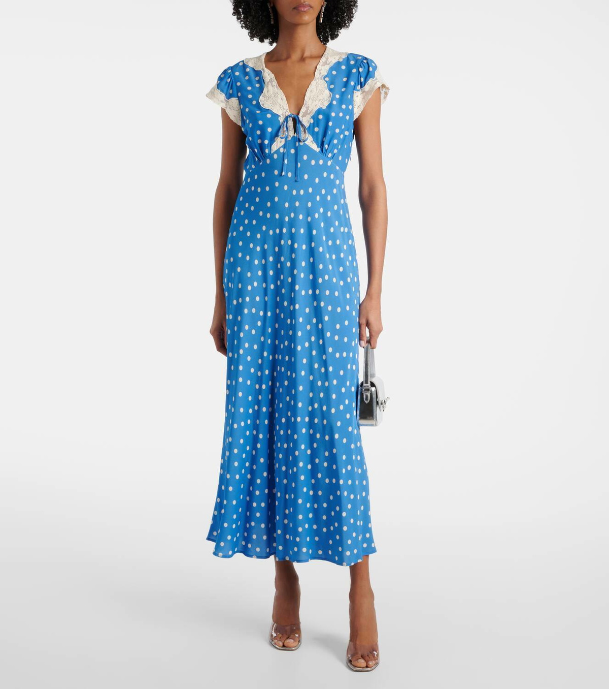 Rixo Amari polka-dot lace-trimmed maxi dress Rixo