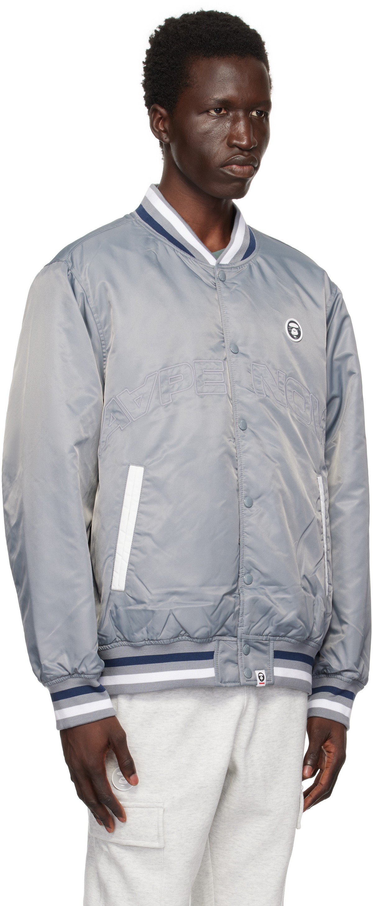AAPE by A Bathing Ape Gray 'AAPE Now' Bomber Jacket AAPE by A Bathing Ape