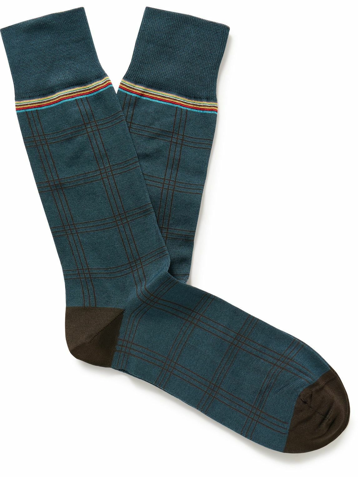 Paul Smith - Damon Checked Organic Cotton-Blend Socks Paul Smith