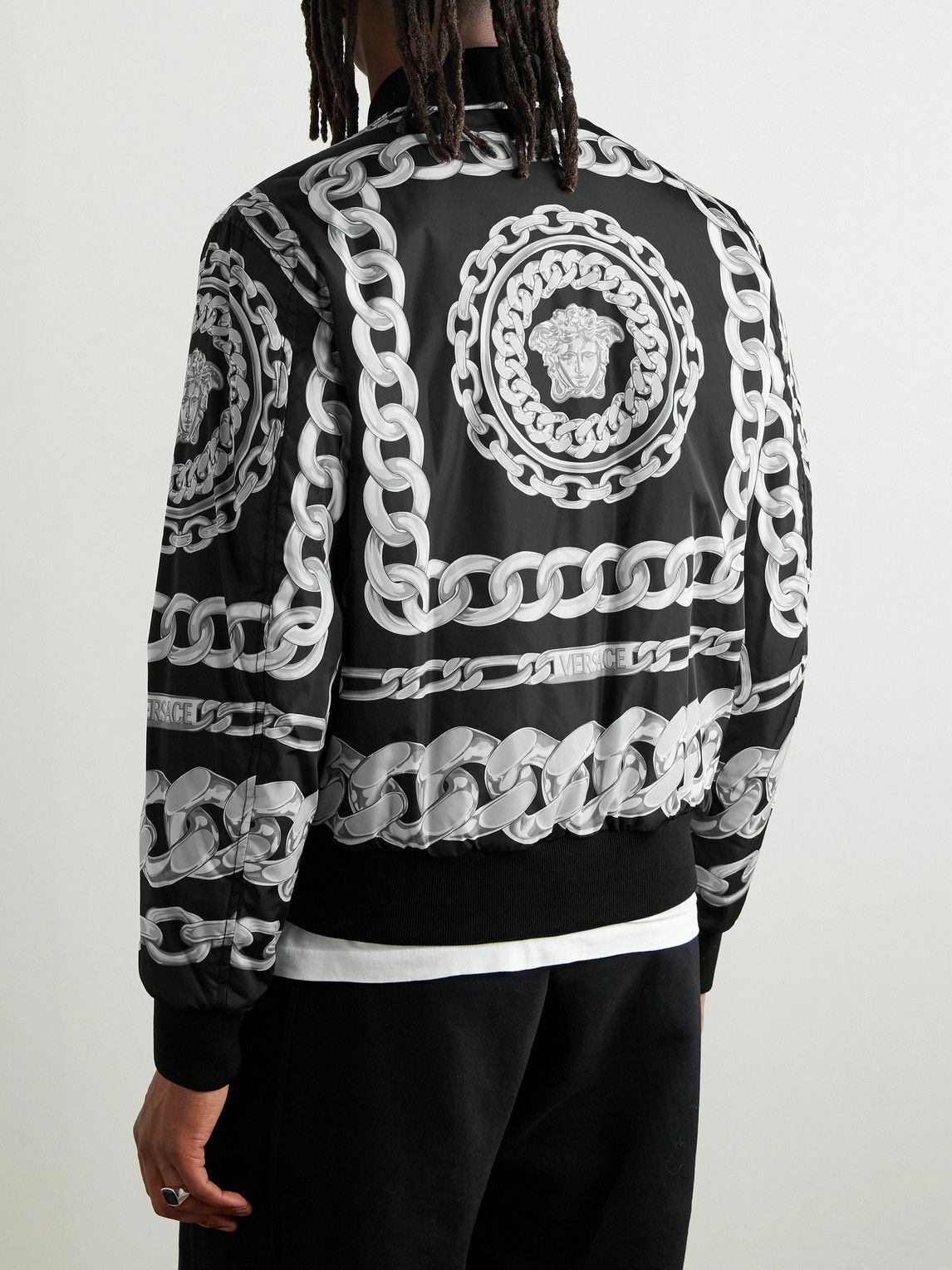 Versace - Reversible Padded Printed Shell Bomber Jacket - Black Versace