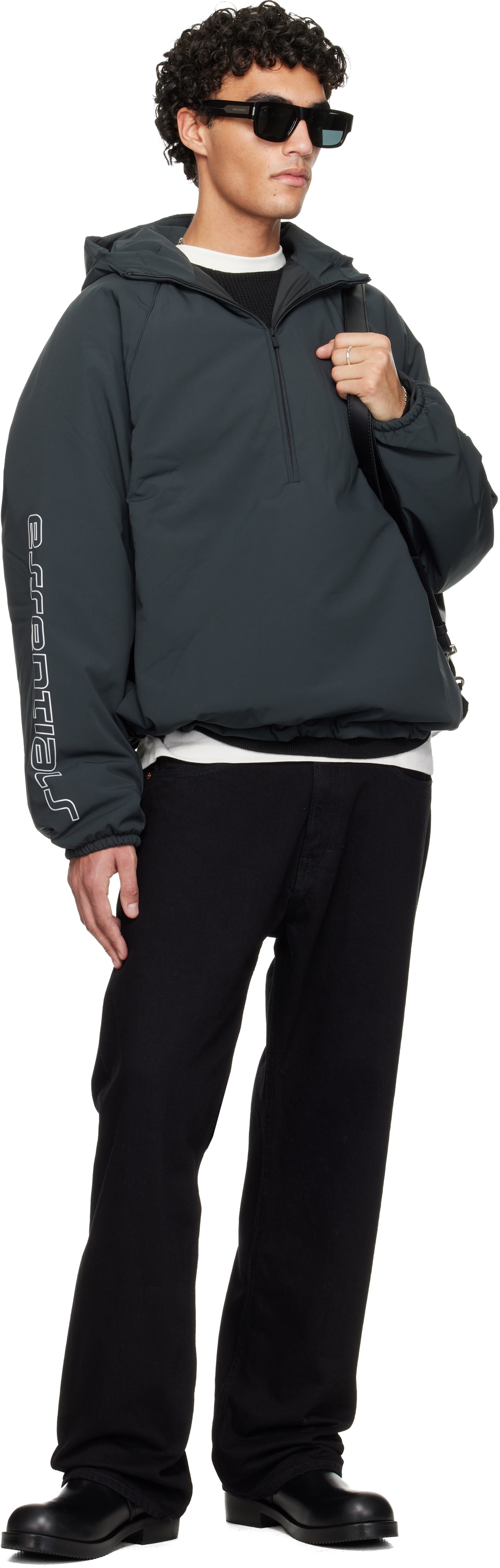 Fear of God ESSENTIALS Gray Holiday Tech Nylon Half Zip Anorak Fear Of ...