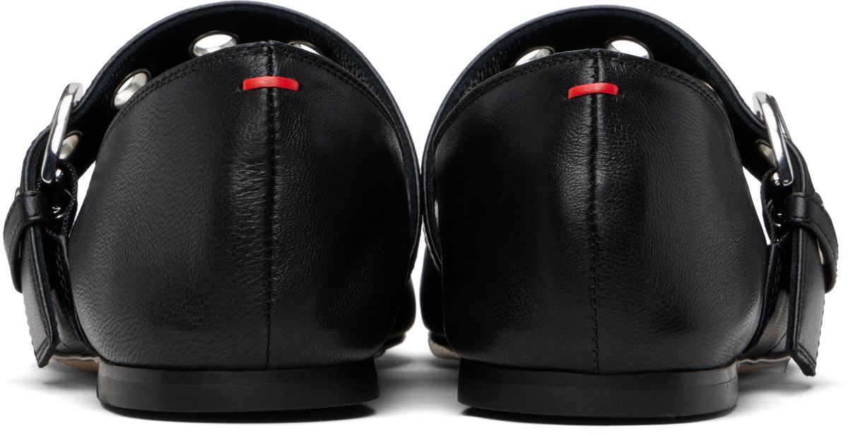 Aeyde Black Uma Eyelet Leather Mary-Janes Flats Aeyde