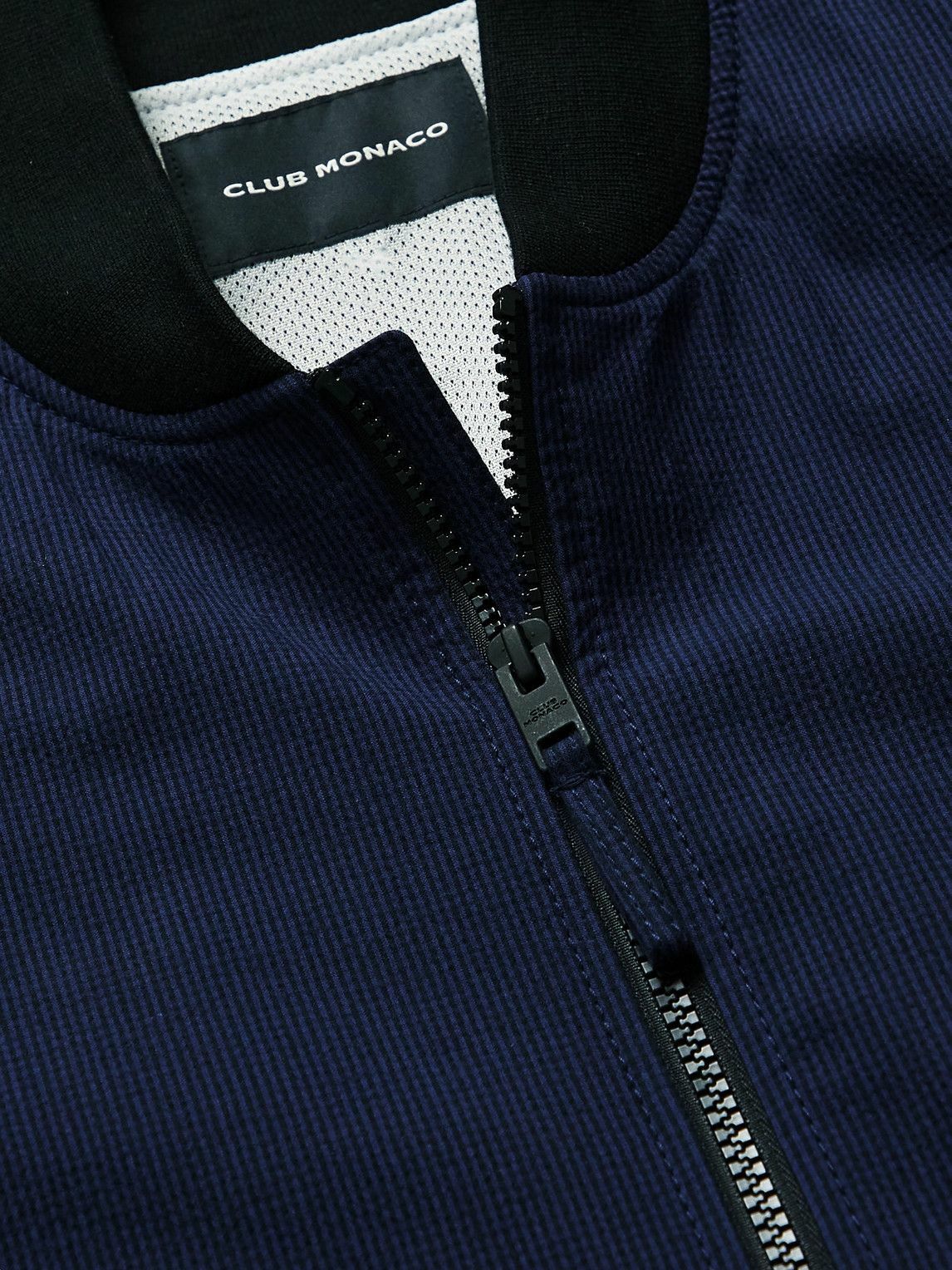 Club Monaco - Cotton-Blend Seersucker Bomber Jacket - Blue Club Monaco