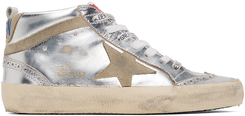 Golden Goose Silver Mid Star Sneakers Golden Goose Deluxe Brand