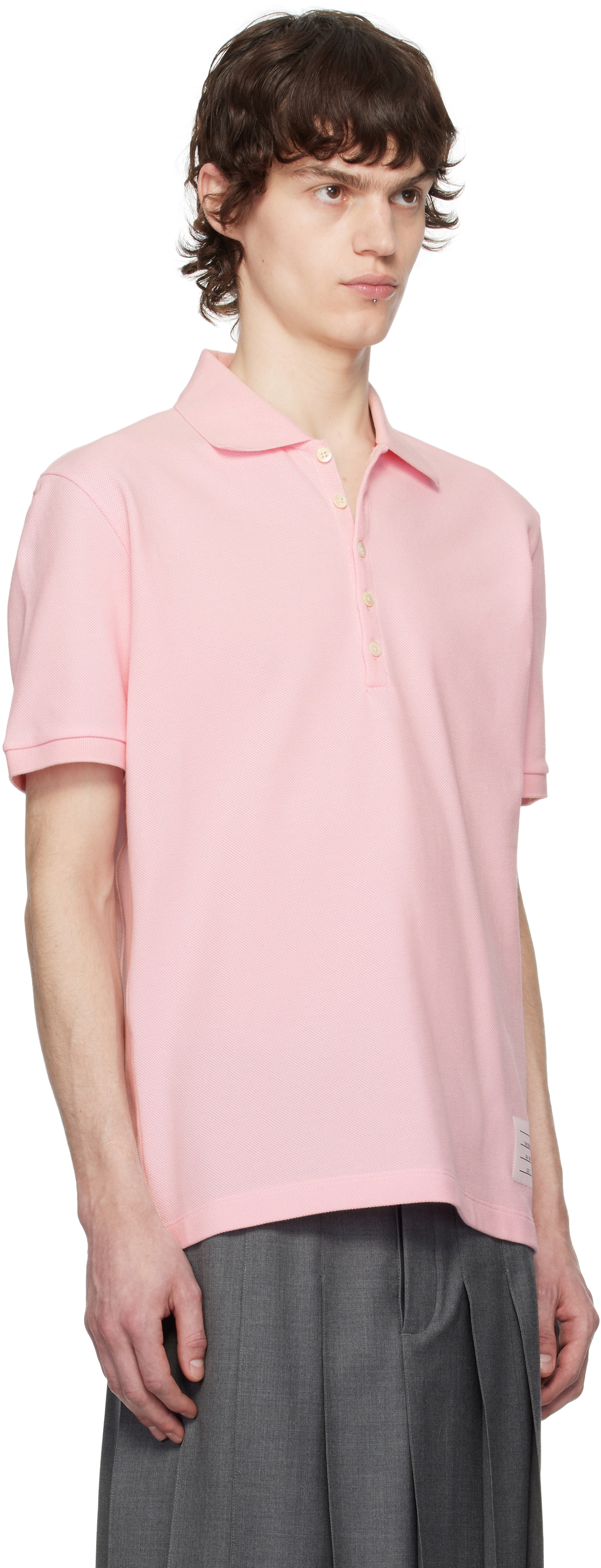Thom Browne Pink Classic Pique 4-Bar Polo Thom Browne