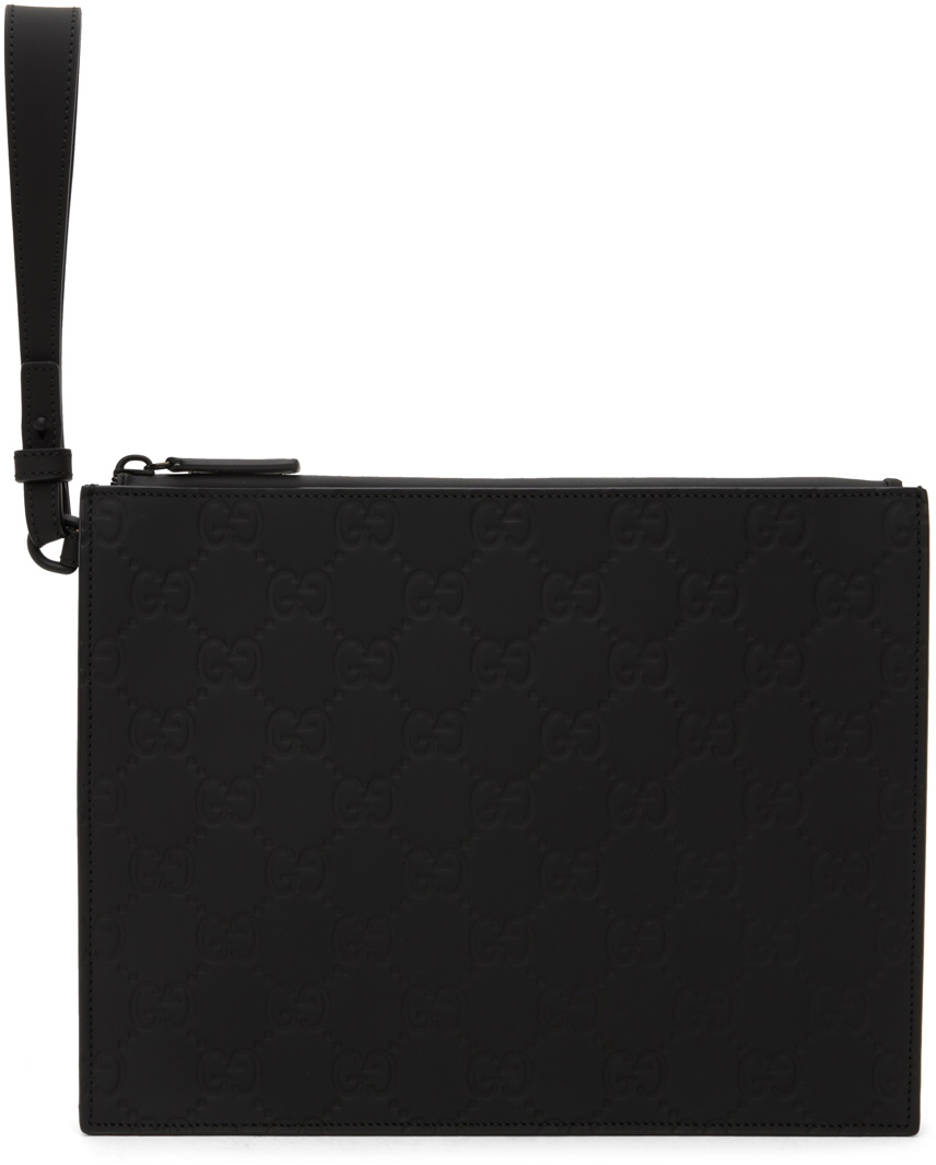 Gucci Black GG Rubber Effect Pouch Gucci