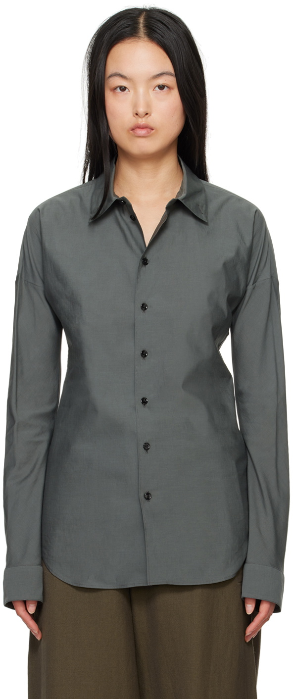 LEMAIRE Gray Band Collar Shirt Lemaire