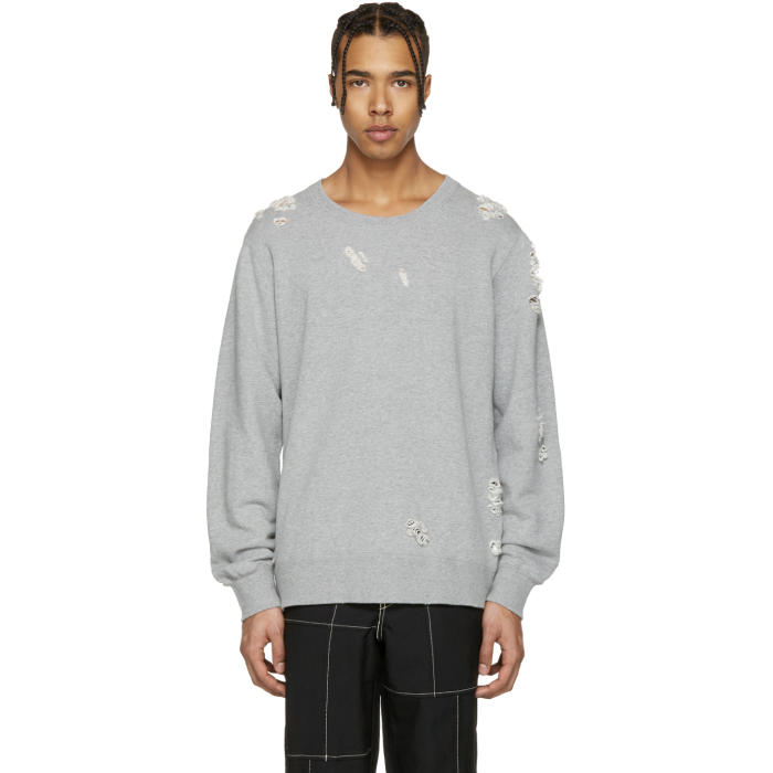 Miharayasuhiro Grey Distressed Pullover Maison MIHARA YASUHIRO