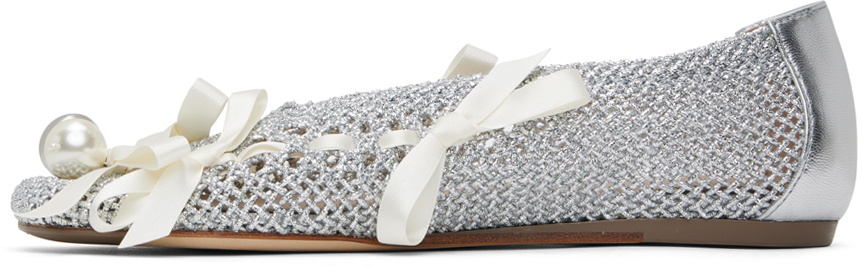 Simone Rocha Silver Bell Charm Crochet Ballerina Flats Simone Rocha