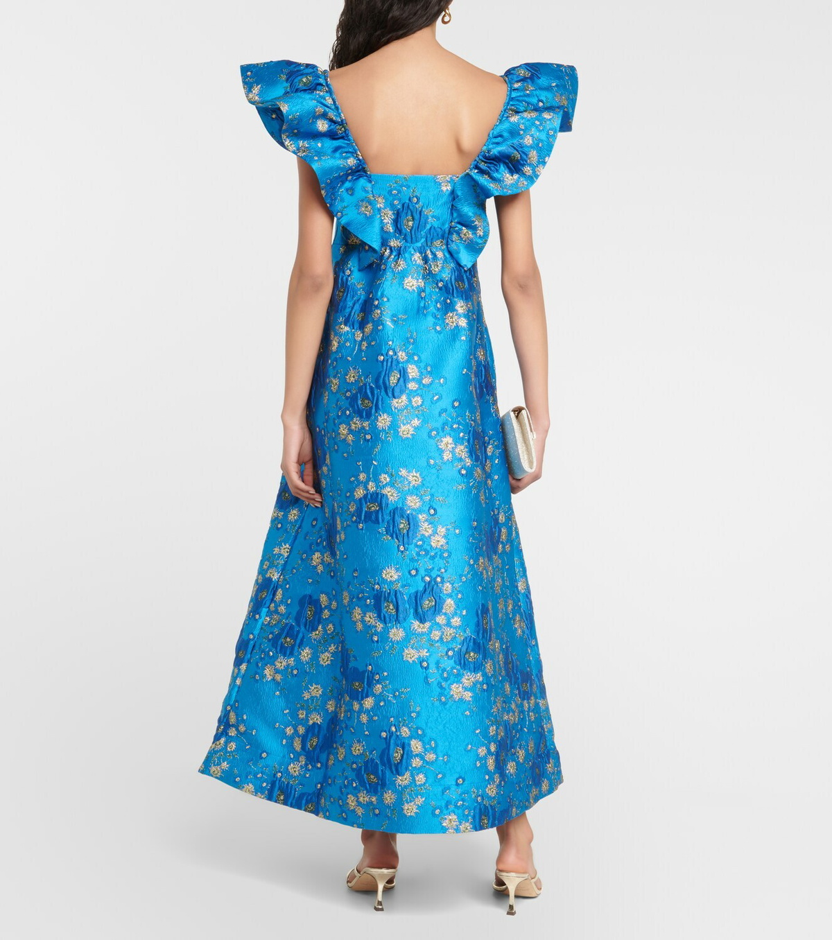 Ganni Ruffle-trimmed jacquard midi dress GANNI