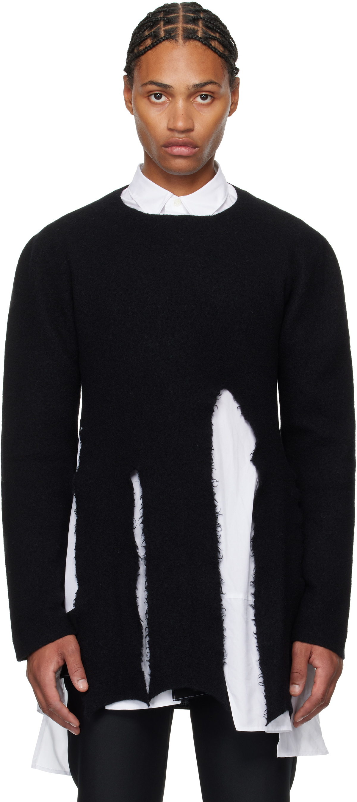 Comme des Garçons Homme Plus Black Worsted Wool Sweater Comme des ...