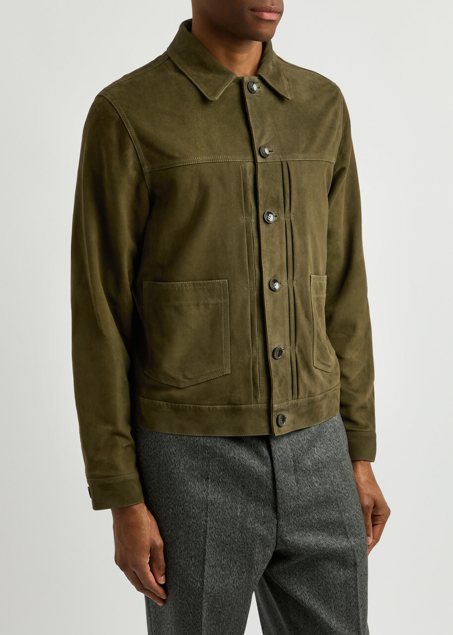 Officine Générale Leo Suede Jacket Green Officine Generale