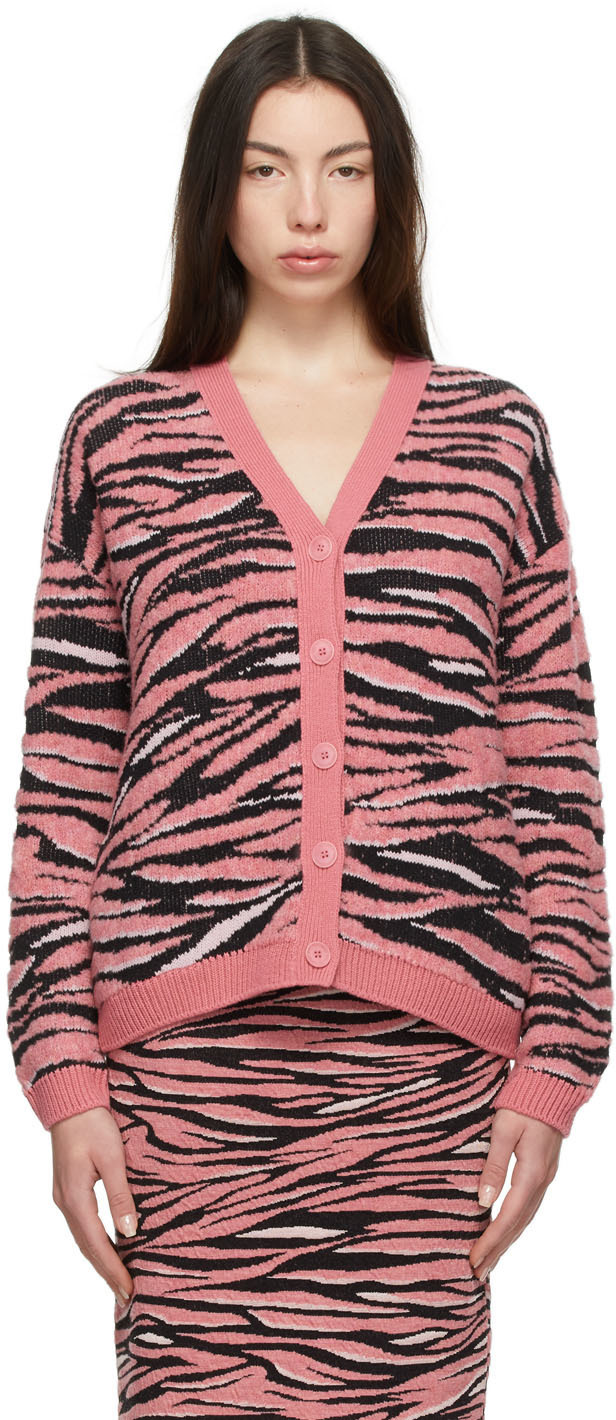 Stella McCartney Pink & Black Animal Pattern Cardigan Stella McCartney