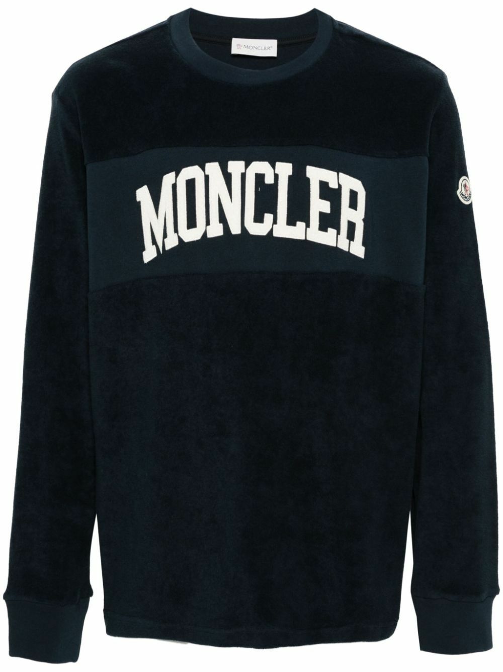 Moncler Blue Logo-Embroidered Cotton Sweatshirt Moncler