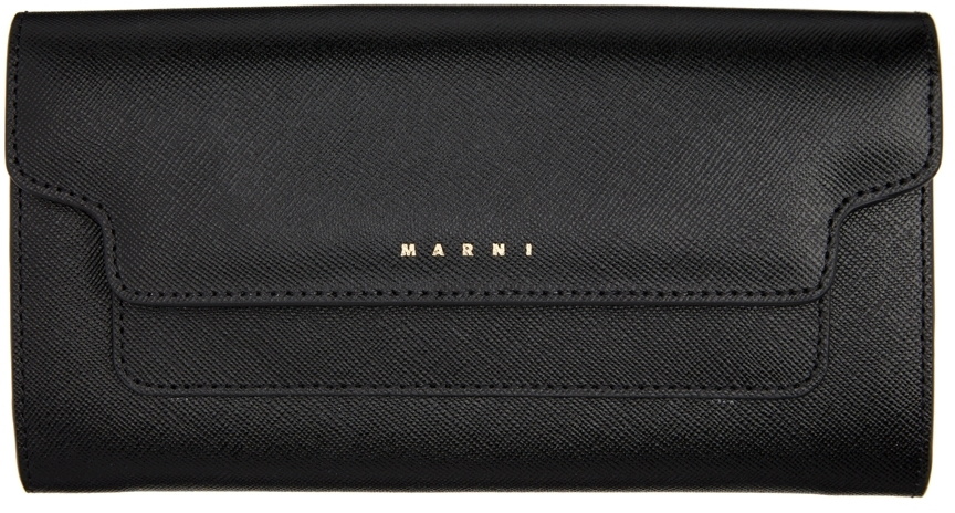 Marni Black Saffiano Leather Snap Wallet Marni