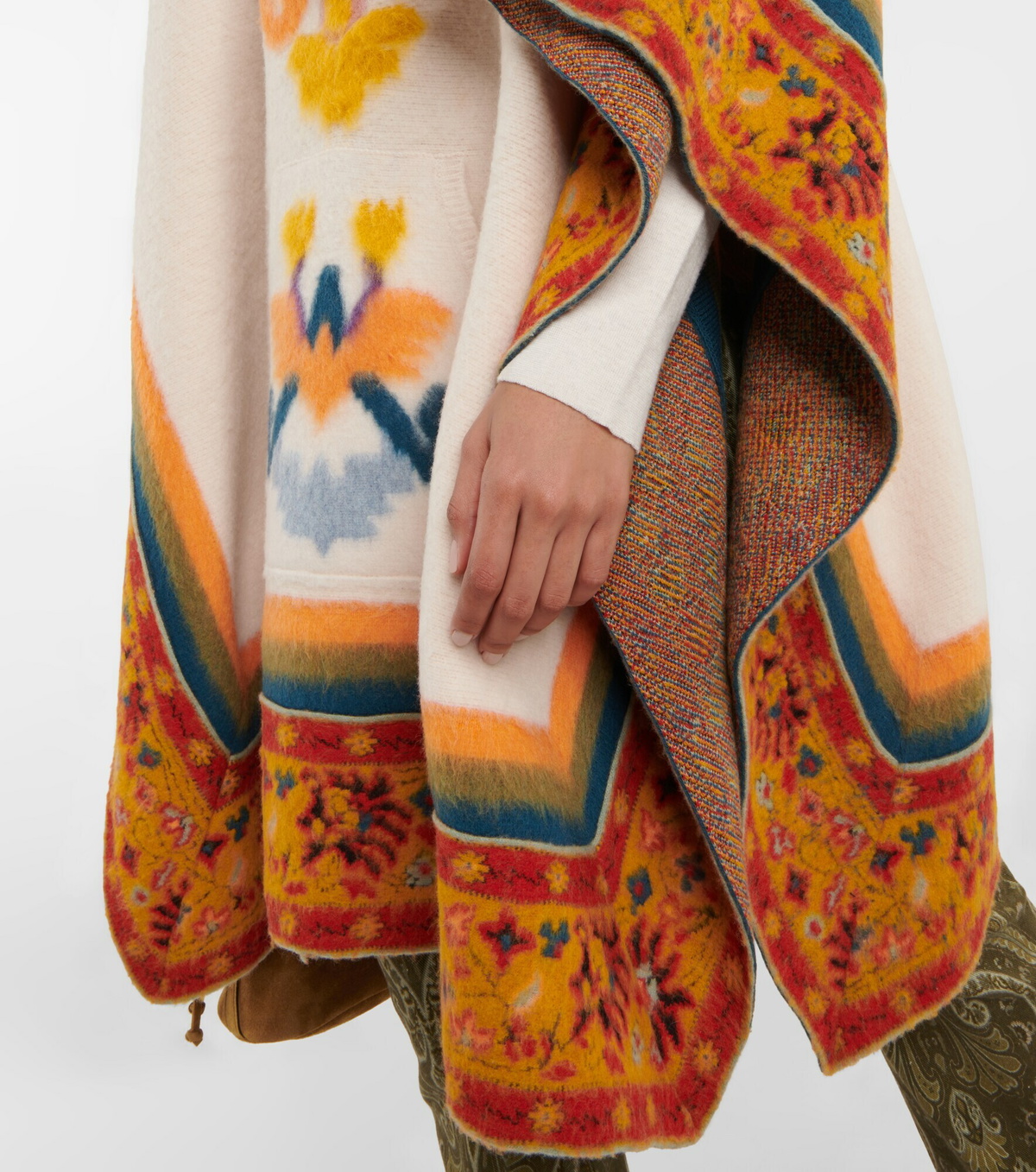 Etro - Jacquard knit wool-blend poncho Etro