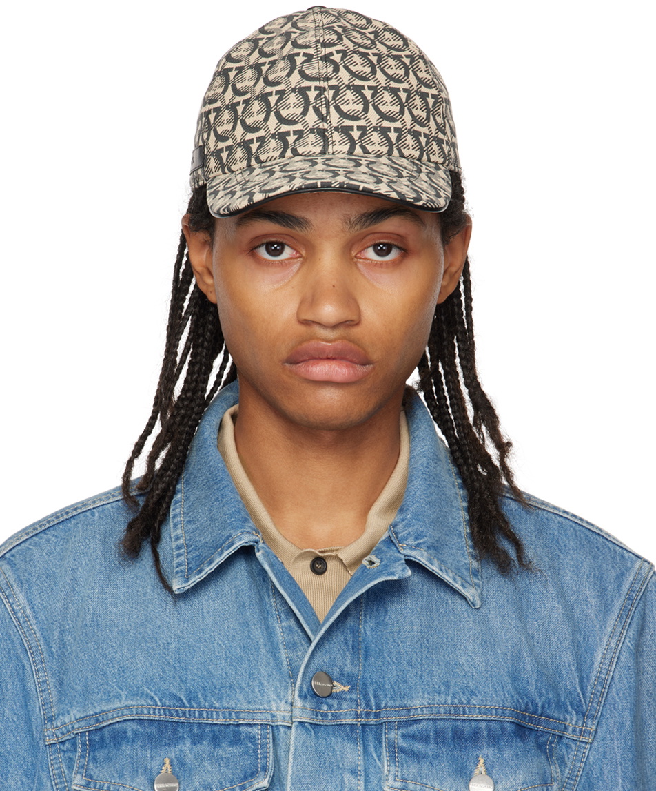 Ferragamo Gray & Beige Gancini Cap Salvatore Ferragamo