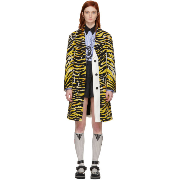 Prada Multicolor Tiger Print Misty Patch Coat Prada