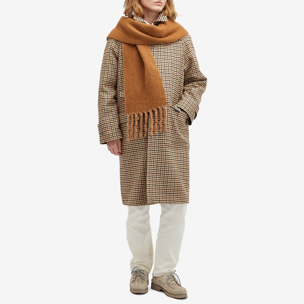 Drake's Men's Dudley Raglan Overcoat in Gun Club Check Drake's