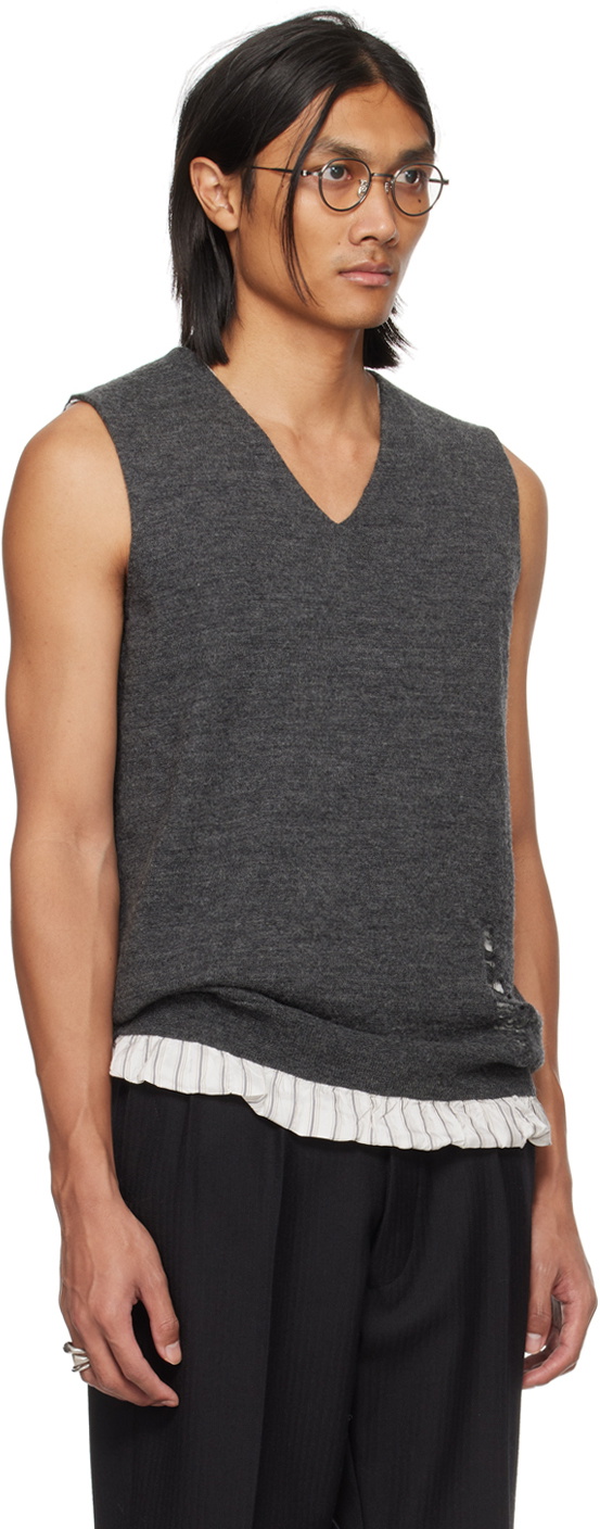Maison Margiela Gray Distressed Vest Maison Margiela