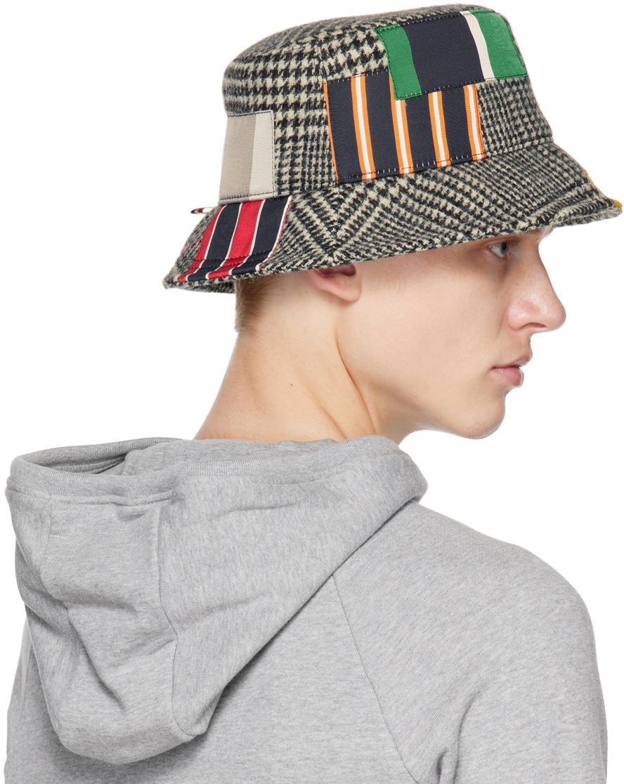 Thom Browne Black & White Patchwork Bucket Hat Thom Browne
