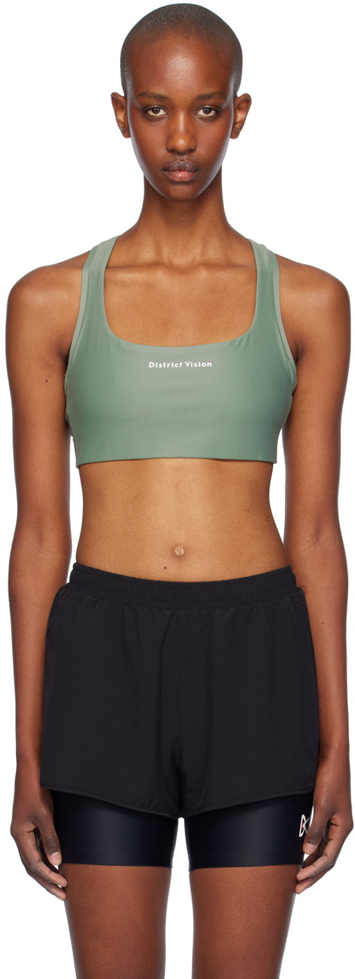 District Vision Green Twin Layer Medium Support Sport Bra District Vision