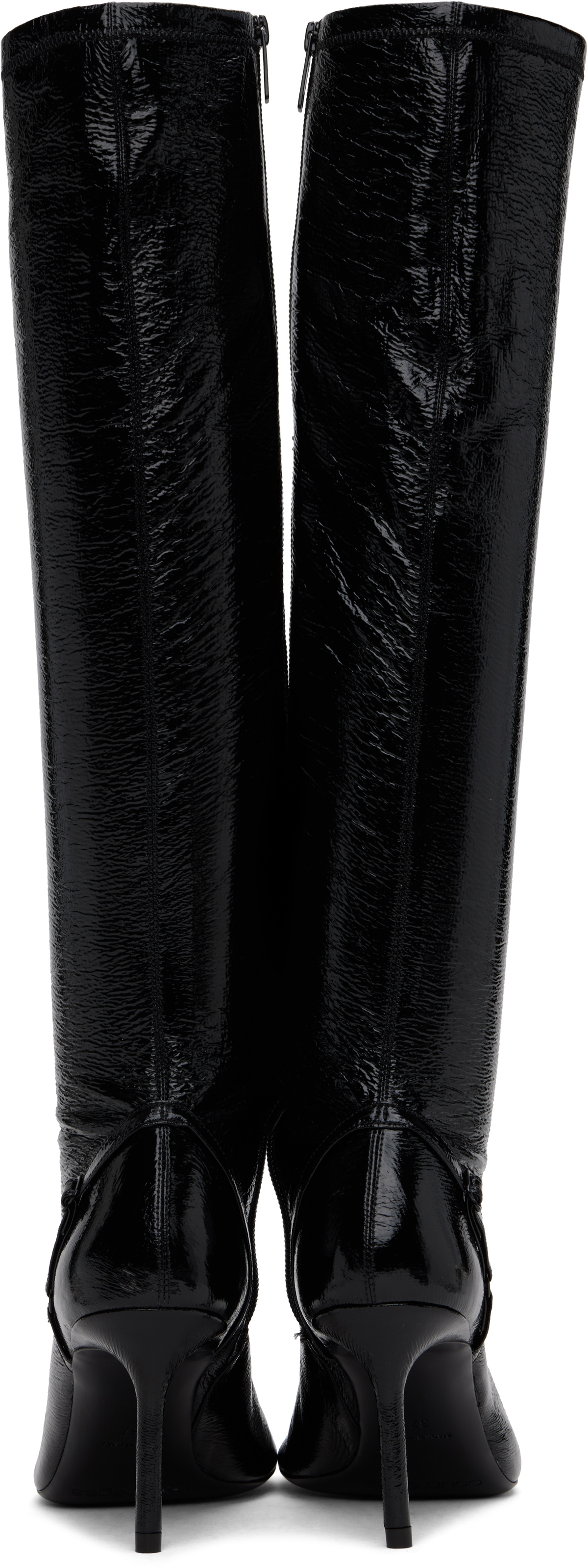 Courrèges Black Oblique Vinyl Tall Boots Courreges