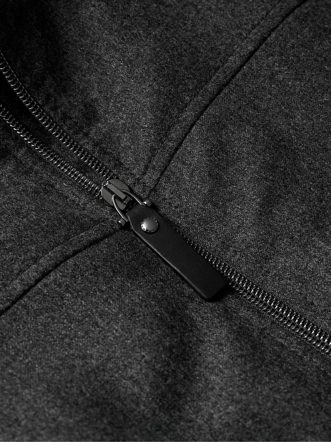 Canali - Shearling-Trimmed Padded Wool-Flannel Bomber Jacket - Gray Canali