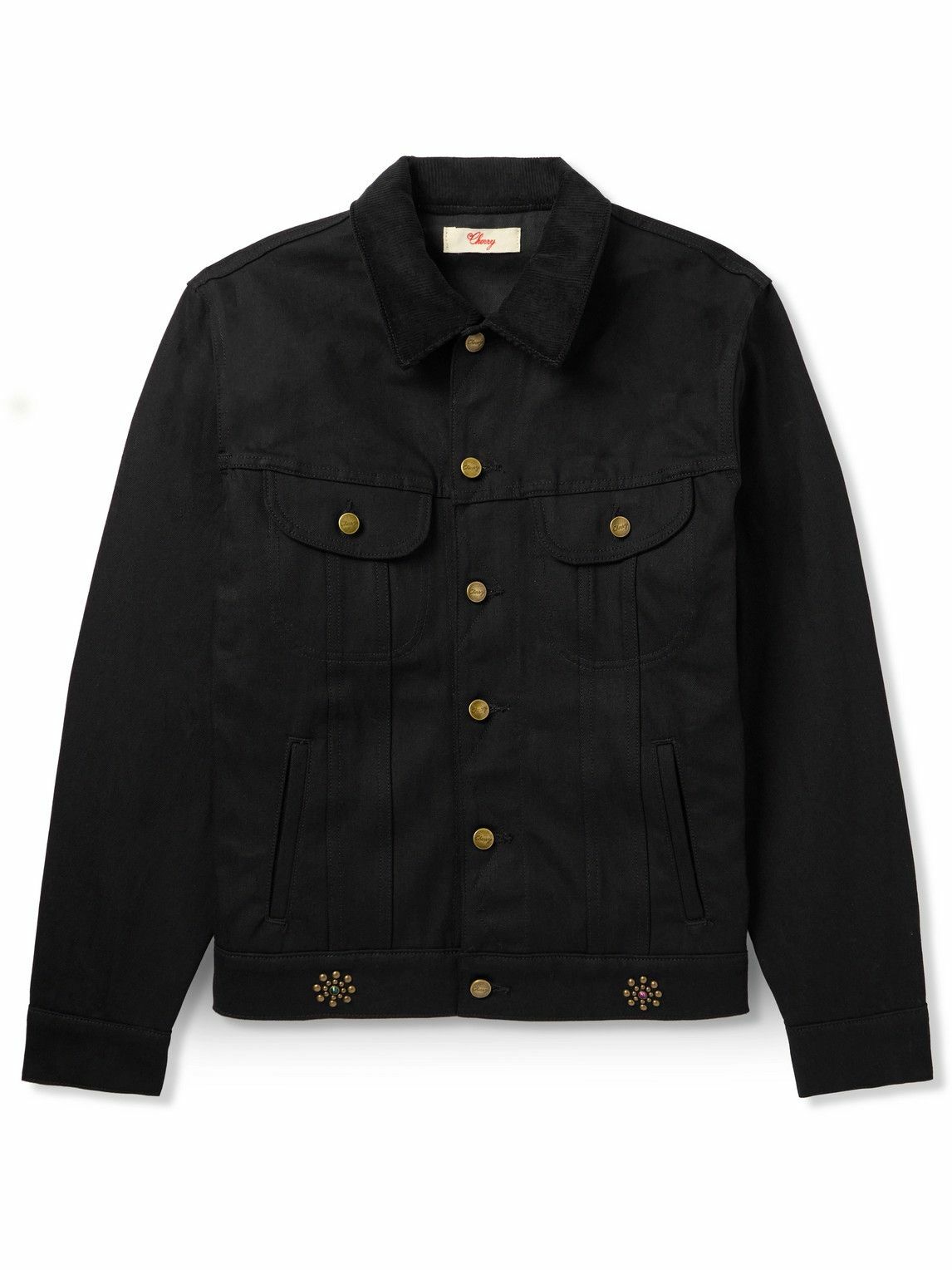 Cherry Los Angeles - Cotton-Blend Corduroy-Trimmed Embellished Denim ...